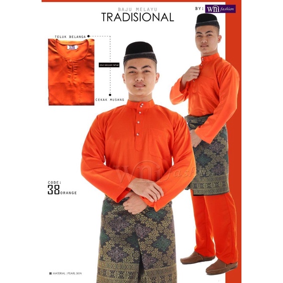 (38 Orange) Baju Melayu Wni Traditional Berpesak | Shopee Malaysia