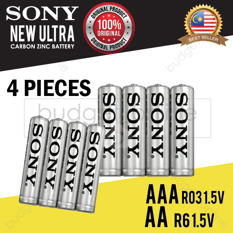 Original Sony New Ultra AA/AAA Batteries Carbon Zinc Battery 4 PCS ONLY | Shopee Malaysia