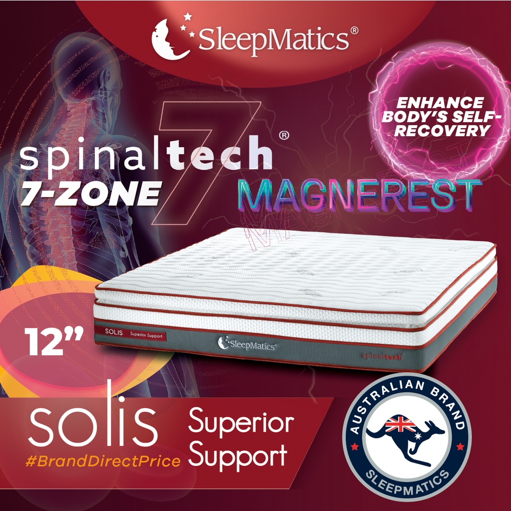 SleepMatics Solis Superior Support Natural Latex + Memory Foam Pocket ...