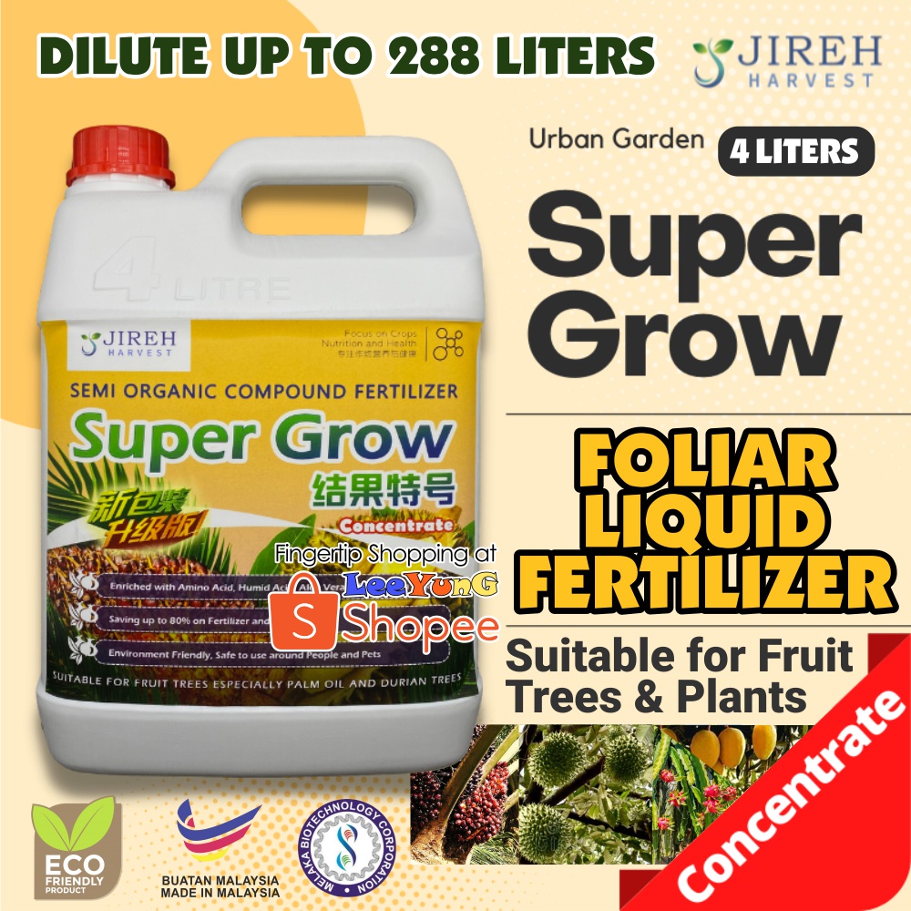 JH Super Grow 4L Liquid Fertilizer Foliar Feeding Concentrated Semi ...