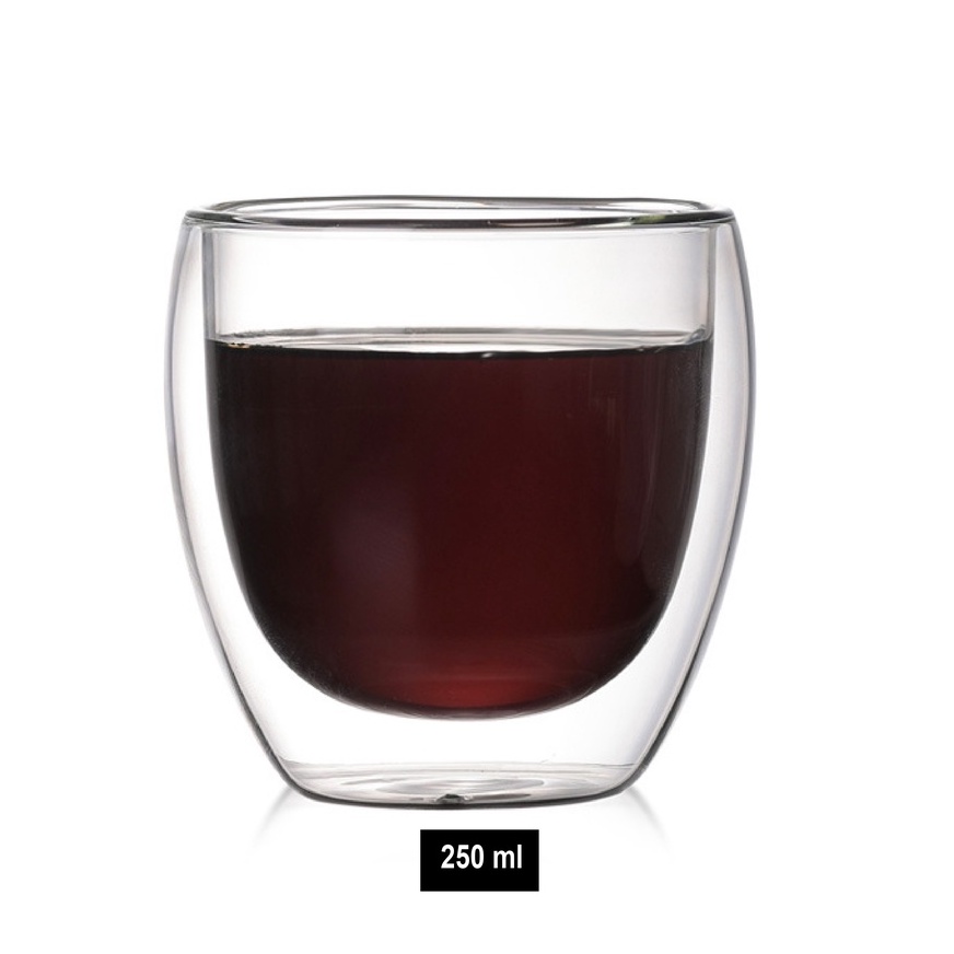 (Ready Stock)Coffee Espresso Tea Double Wall Borosilicate Glass Cup Mug Handle 80ml 150ml 250ml ...