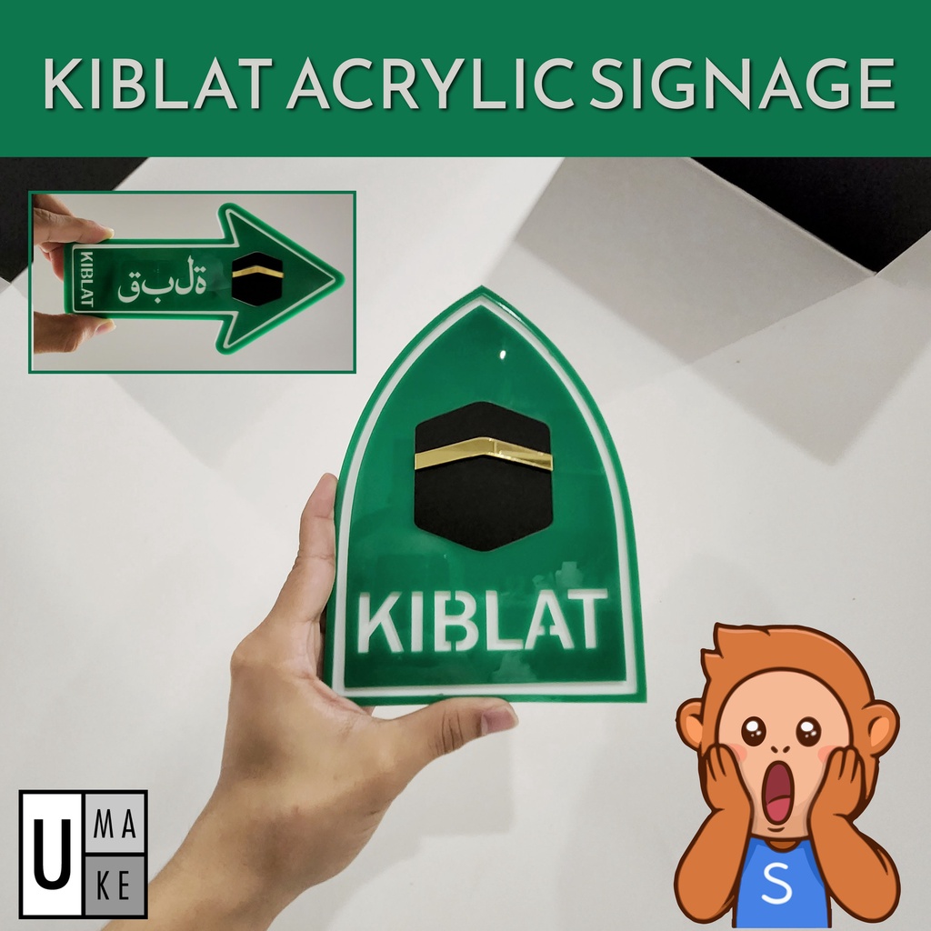 Penunjuk Arah Kiblat / Qiblat Sign / Penanda Kiblat Jenis Acrylic ...
