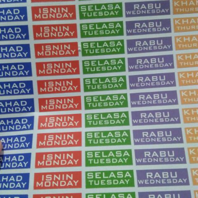 Stiker hari (for school) | Shopee Malaysia