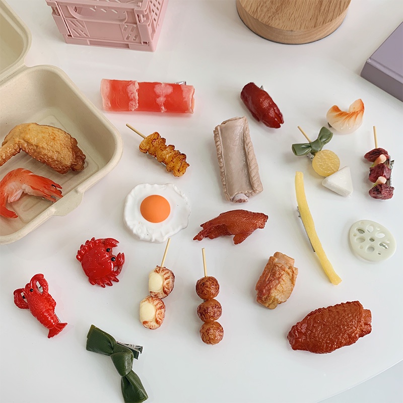 Hair Clips Simulation Food Hairpin Funny Barbecue Hairpins Chicken ...