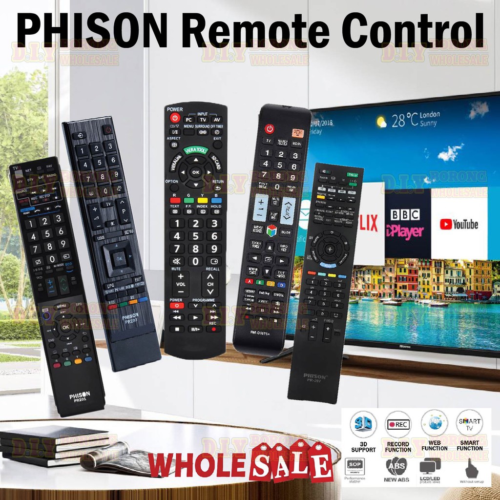 PHISON Remote Control TV LCD/LED 3D Recording Replacement Controller ...