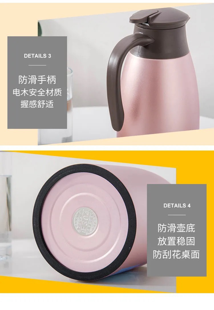 2000ML Thermos Flask 2L Vacuum Double Layer Stainless Steel Jug 304 Hot ...