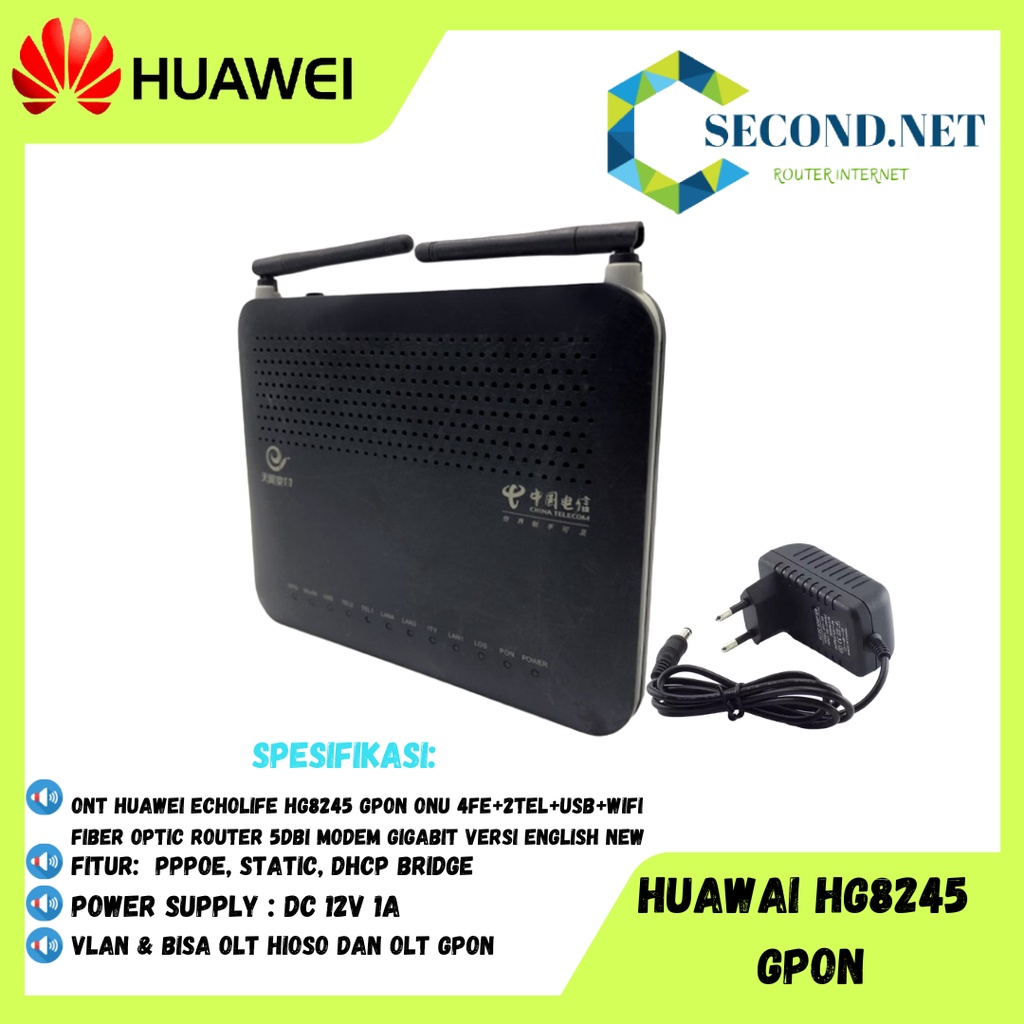 Ont HUAWEI ECHOLIFE HG8245 GPON ONU 4FE+2TEL+USB+WIFI FIBER OPTIC ...