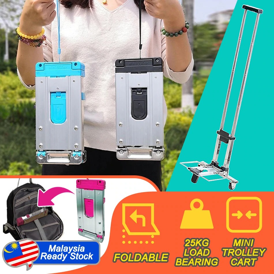 Tollo_regina Mini Foldable Portable Trolley Shopping Cart / Troli Mudah ...