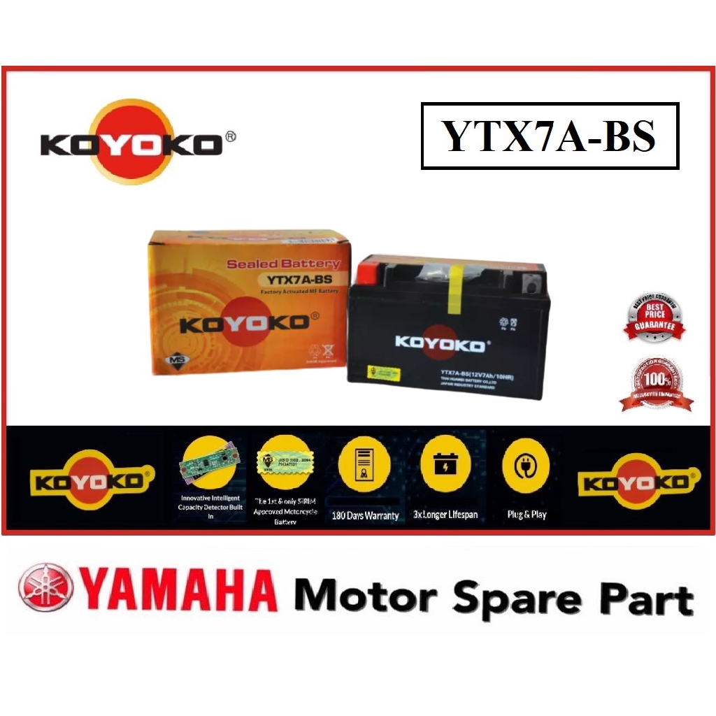 KOYOKO YTX7A-BS BATTERY 0 BATERI YTX7A BS SYM JET 125, VF3I 185, DEMAK ...