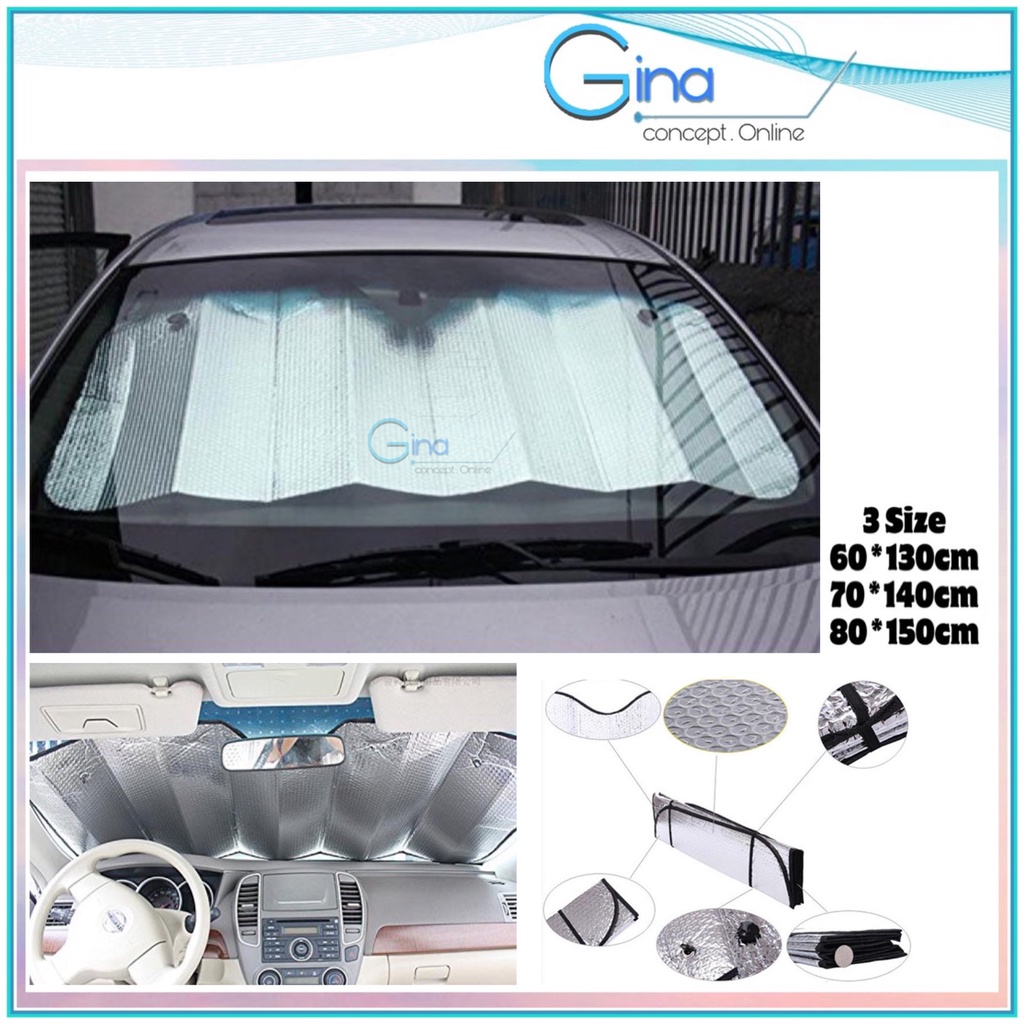 60 / 70/ 80cm Car Front/Rear Windscreen Foldable Sunshade Windshield ...