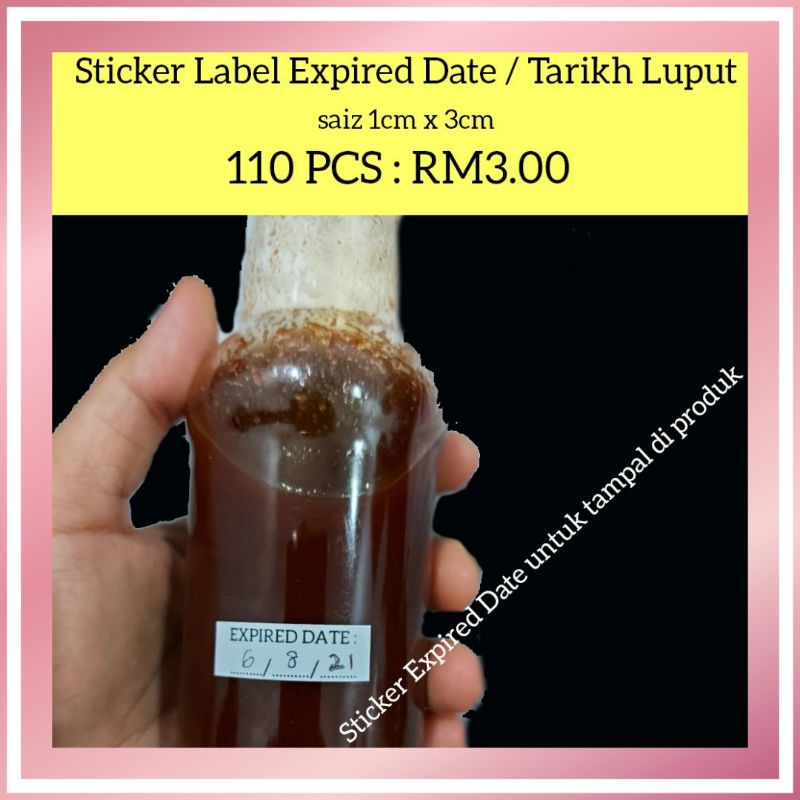 110pcs Sticker Label Expired Date/Tarikh Luput 1cmx3cm(Tak Kalis Air ...