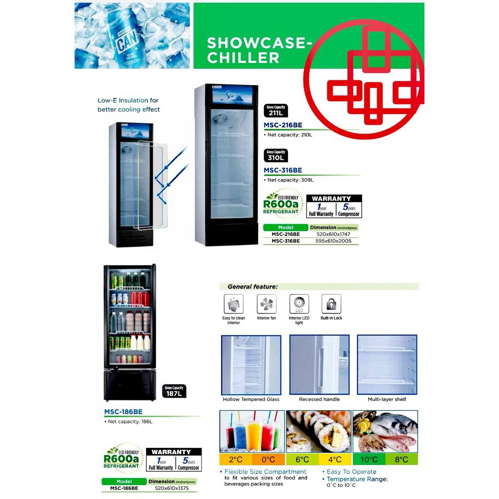 *NEW 2021,FAST SHIP* MIDEA SHOWCASE CHILLER 186L MSC-186 BE/MORGAN MCS ...