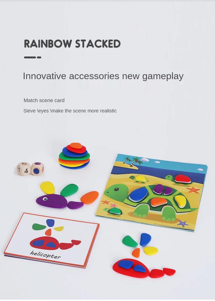 Children's Rainbow Color Pebbles Playset: Educational Toy for ...