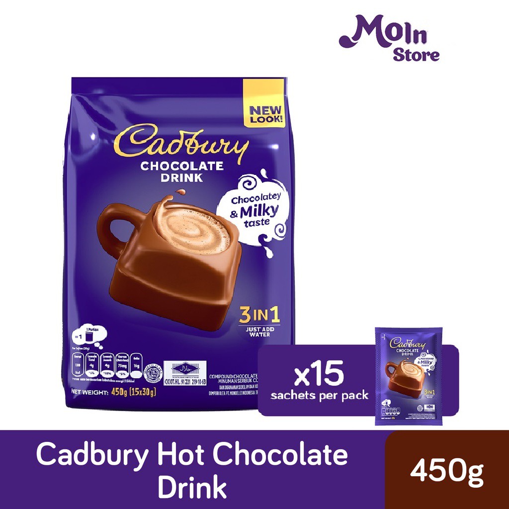 Cadbury 3 In 1 Hot Chocolate Drink Powder Chocolatey and Milky Taste ...