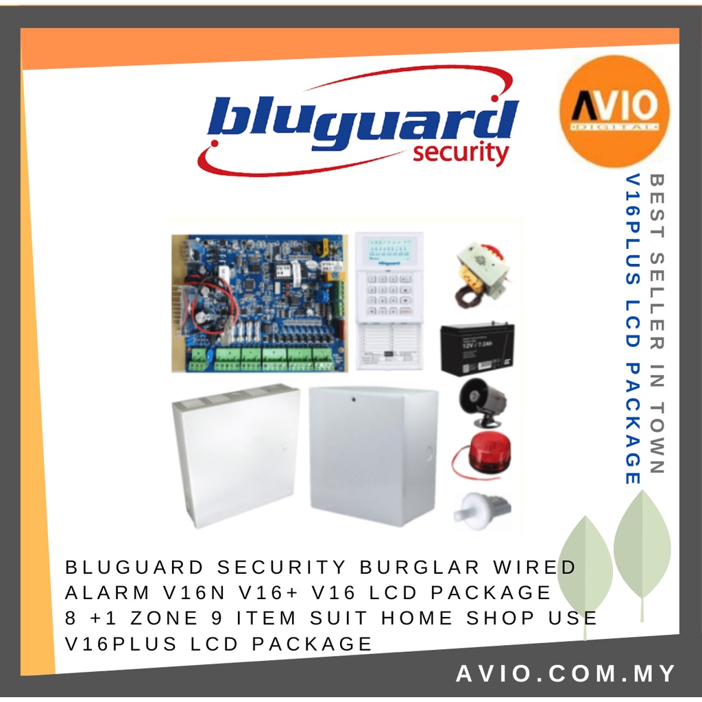Bluguard Security Burglar Wired Alarm V16N V16+ V16 8 +1 Zone Home BLU-V16T-SP01 V16PLUS LCD ...