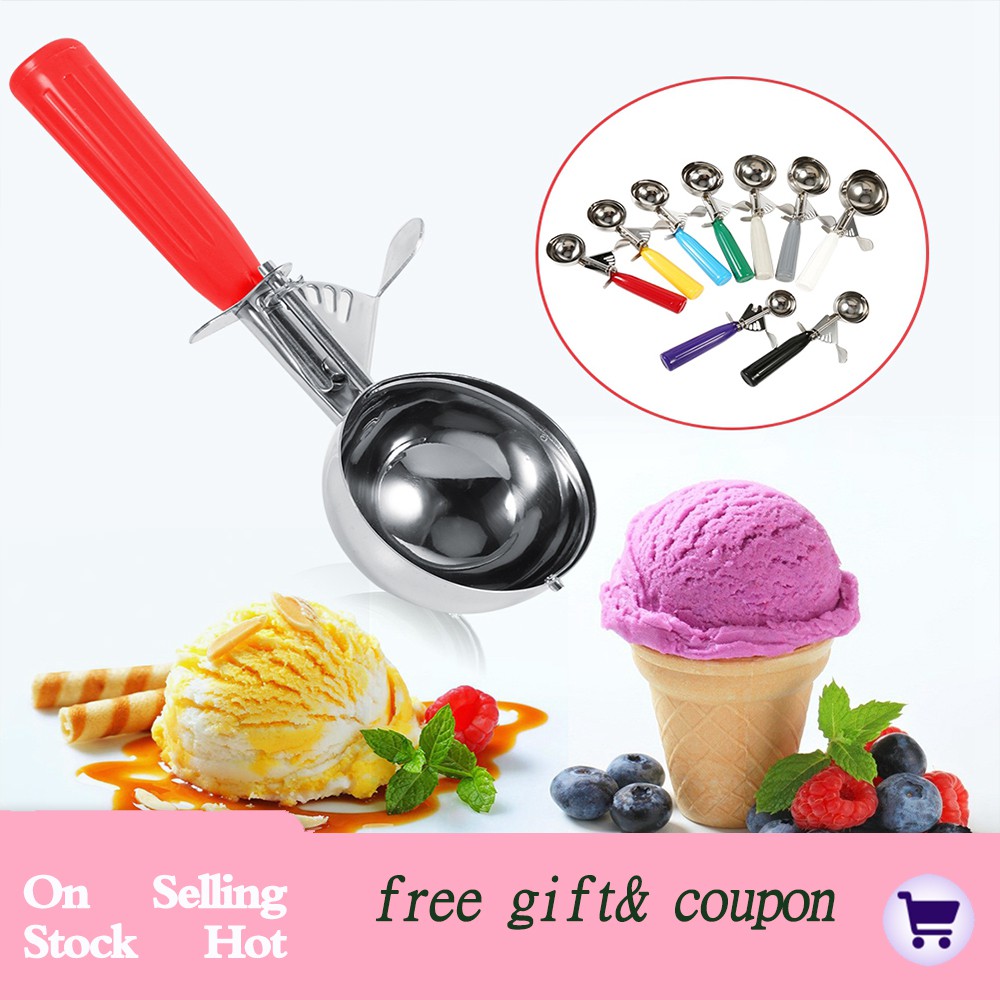 Stainless Steel Fruit Ice Cream Scoop Spoon Cookies Spoon | Shopee Malaysia