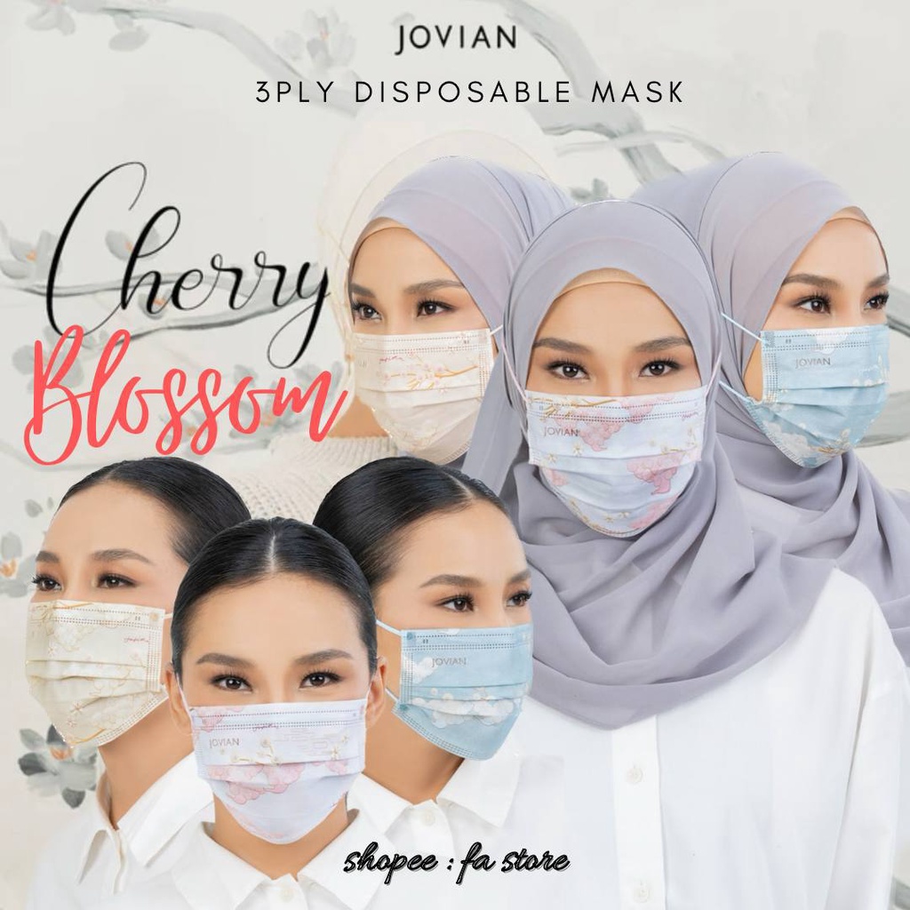 Jovian 3Ply Cherry Blossom Series Mask in Earloop Headloop Mask ...