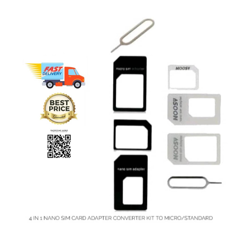 4 in 1 Nano SIM Card Adapter Converter Kit to Micro / Standard | Shopee ...