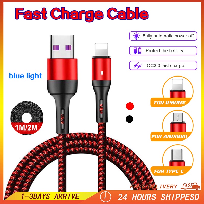 Fast Charge 6A Auto Disconnect Micro Usb Type C LED Data Cable ...