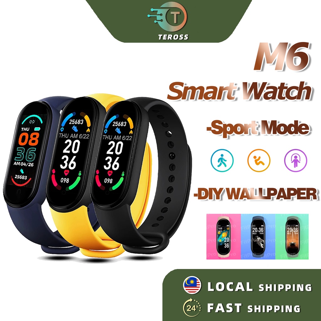 M6 Smart Watch Waterproof MI band 6 jam tangan digital Sport Watch ...
