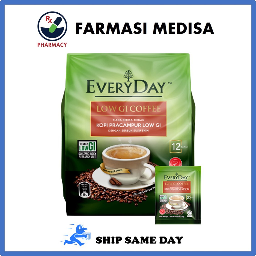 Everyday Low GI Coffee 20g x 12s low glycemic index research unit | Shopee Malaysia