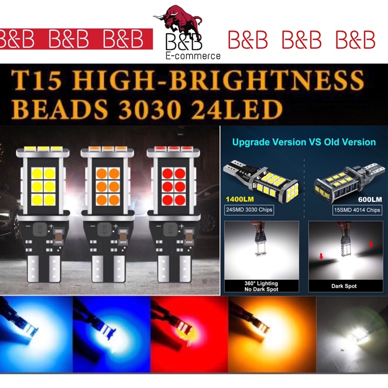 1PC T15 led bulb Car reverse lamp Backup Light car LED Canbus W16W ...