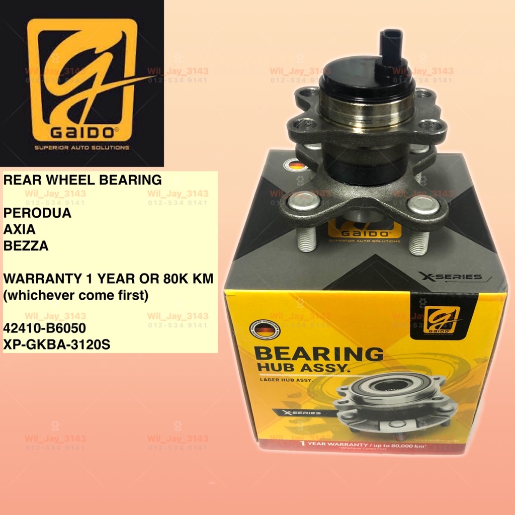 XP-GKBA-3120 S RW AXIA, BEZZA REAR WHEEL BEARING ABS GAIDO 42410-B6050 ...