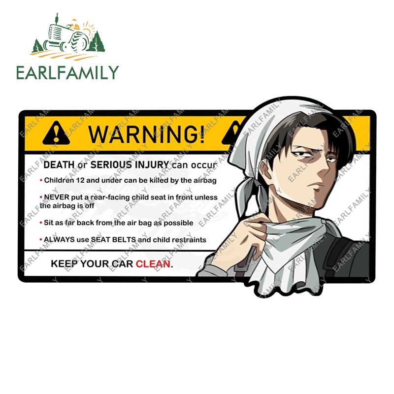 EARLFAMILY 15cm x 8.4cm Levi Ackerman Warning Sign Car Sticker Cartoon ...