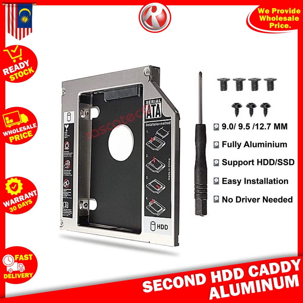 FULL ALLUMINIUM CADDY Universal 2.5 2nd 9.0mm 9.5mm 12.7mm Ssd Hdd SATA ...