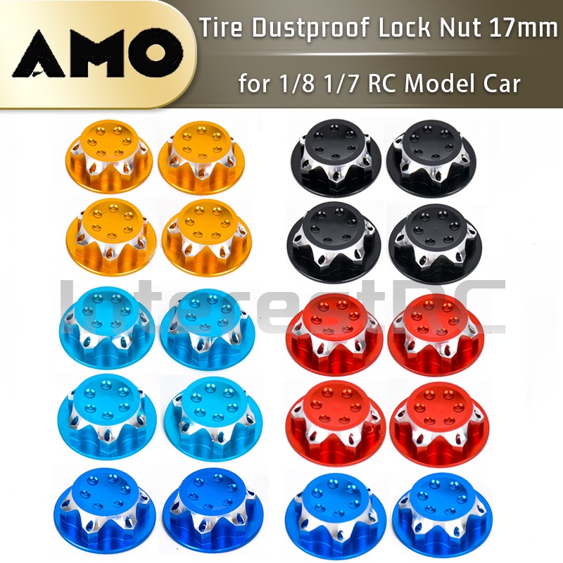 4PCS Tire Dustproof Lock Nut 17mm for 1/8 1/7 RC Model Car Buggy ...