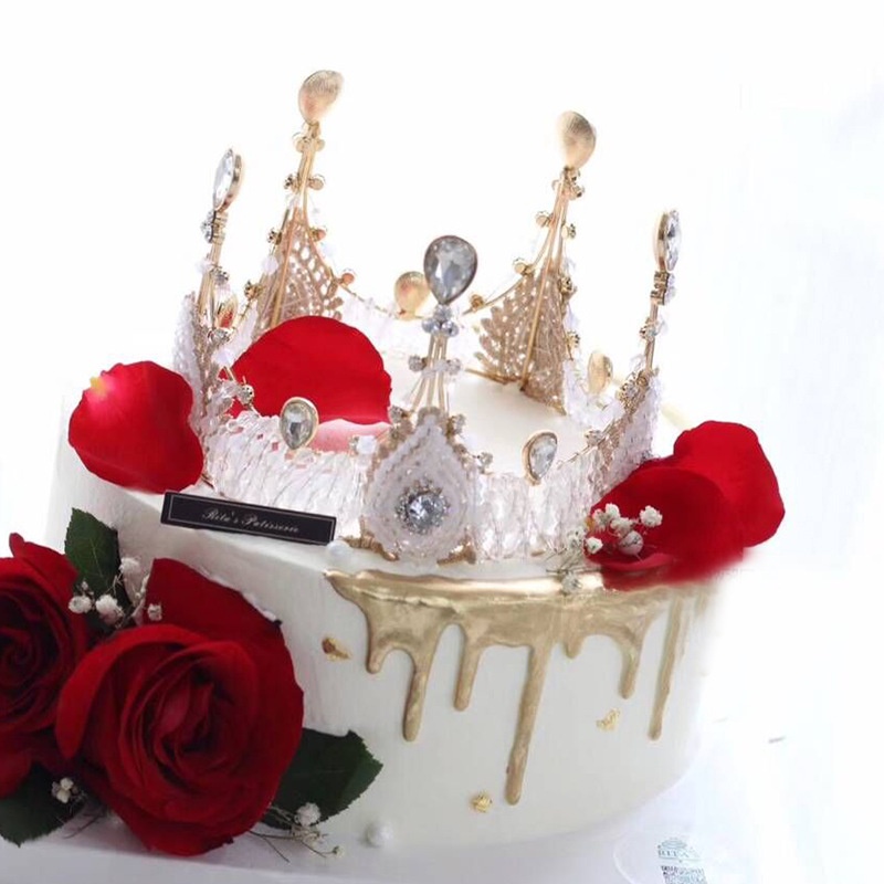 Large Metal Crown Cake Topper Queen Crown Wedding Pearl Crown Hair ...