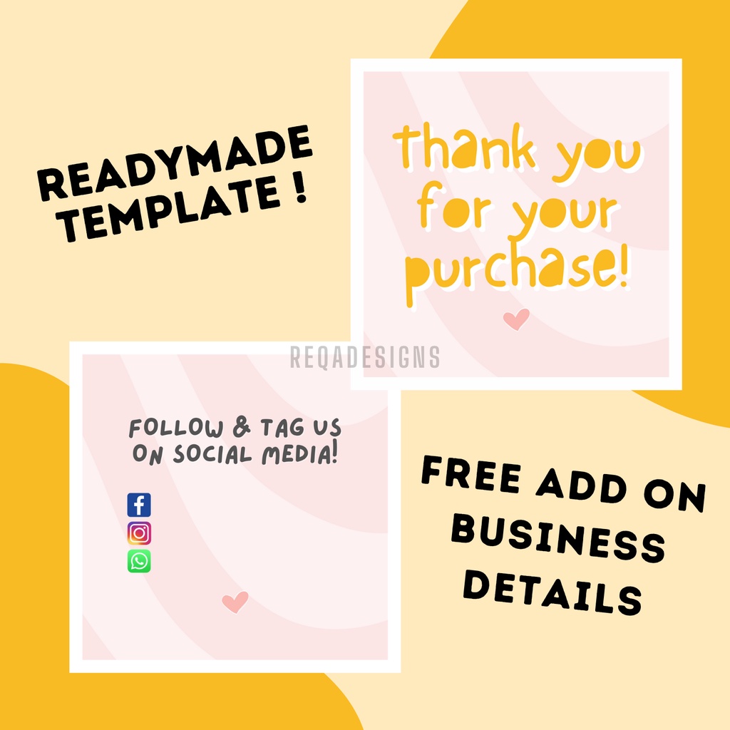 100PCS SQUARE TQ CARD (ADD ON BUSINESS DETAILS) READYMADE TEMPLATE ...