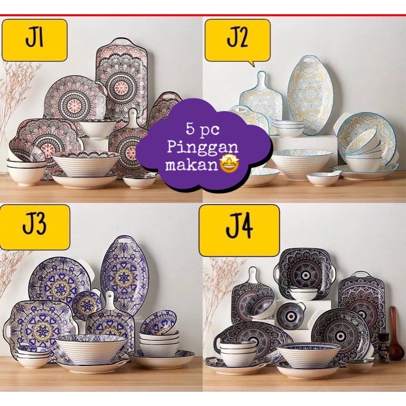 set pinggan bohemian 15pc | Shopee Malaysia