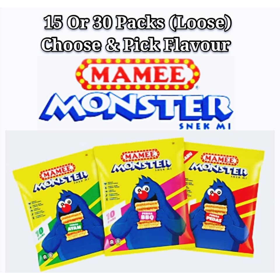 MAMEE MONSTER FAMILY PACKS OF (15pcs Or 30pcs) X 25g (3 FLAVOURS ...