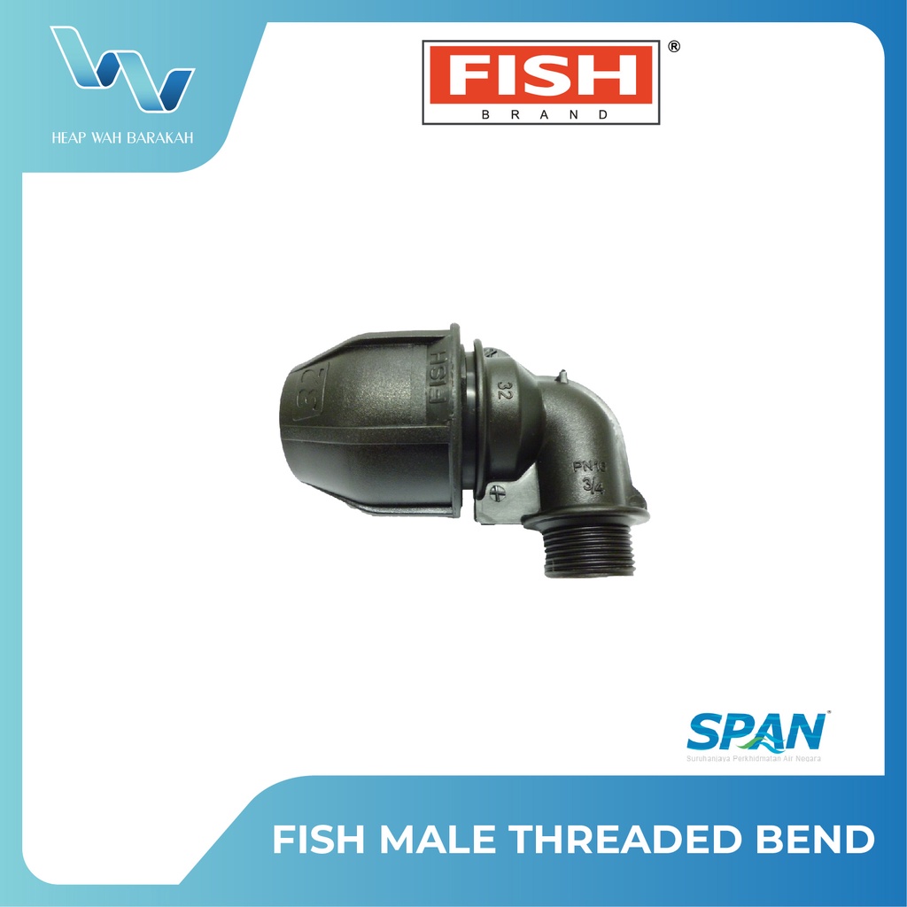 FISH POLY MALE ELBOW / VALVE ELBOW FITTING PN16 (20MM - 40MM) POLY ...