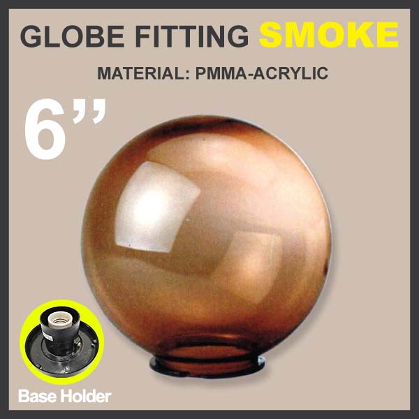 OUTDOOR WEATHERPROOF PMMA GLOBE FITTING - NF1801 6" 150mm (SMOKE ...