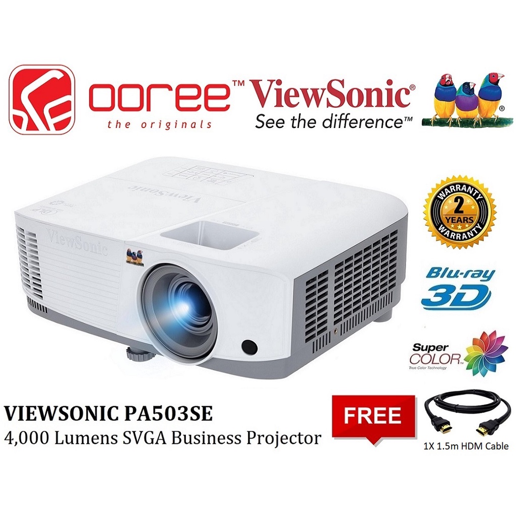 VIEWSONIC PA503SE 4,000 / SP3 4,8000 LUMENS SVGA BUSINESS PROJECTOR (RESOLUTION: 1920x1080) WITH ...