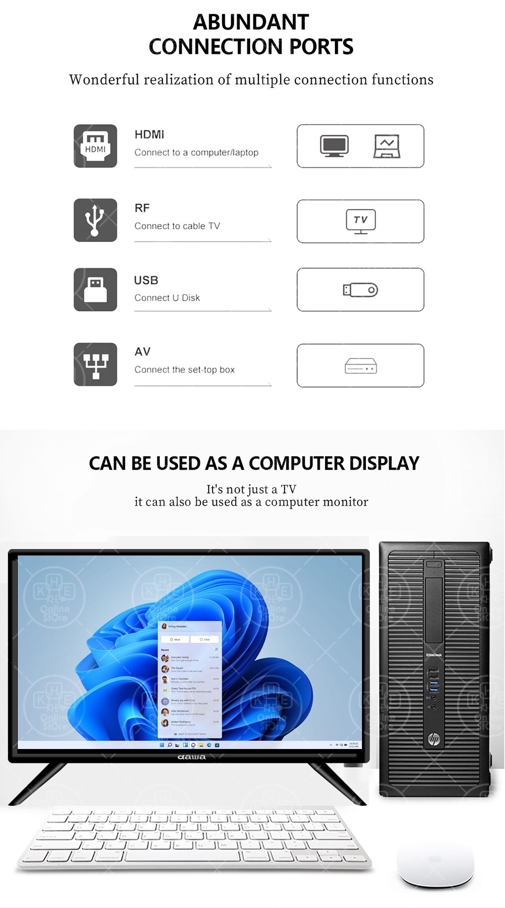 [Grade A New Screen Panel ] Dawa 24" LED TV Non Smart TV with DVB-T ...