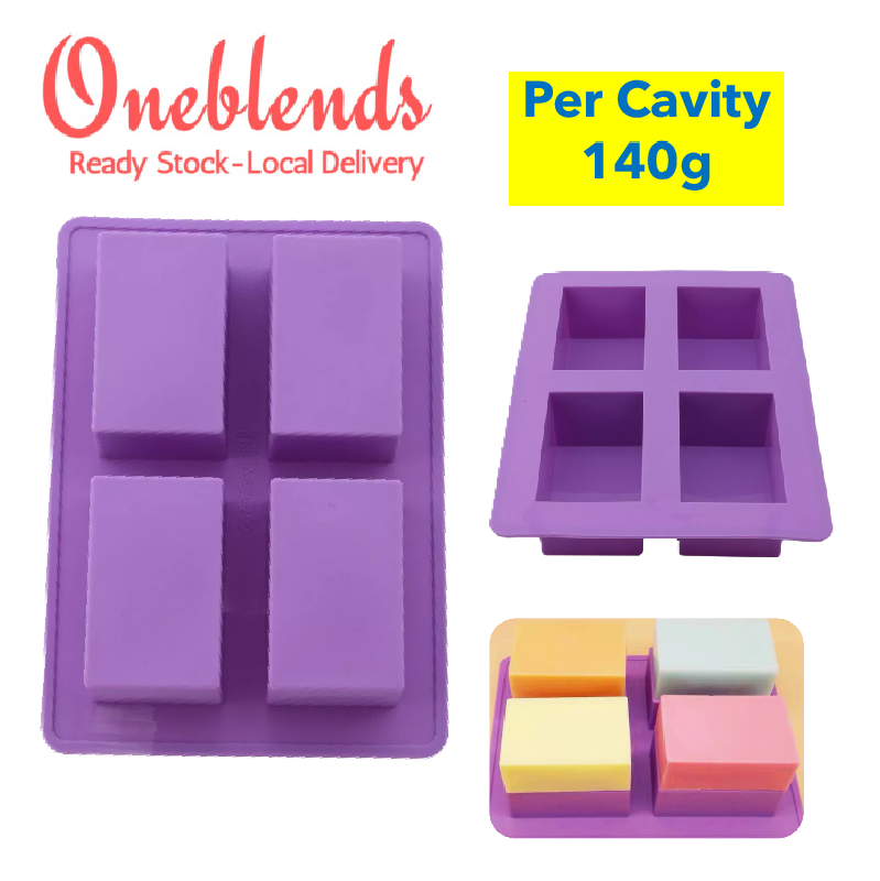 4 Cavity Rectangular Block Mould Silicone Soap Mould DIY Clay Craft 3D ...