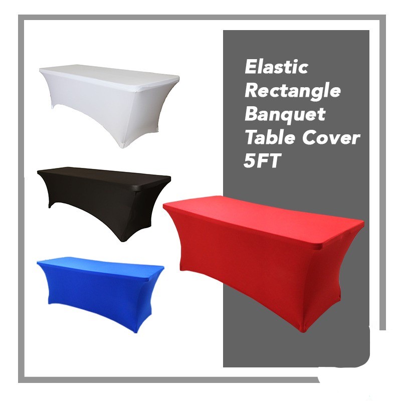 5 FT Full Elastic Banquet Table Cloth Cover Colorful Stretch Event ...