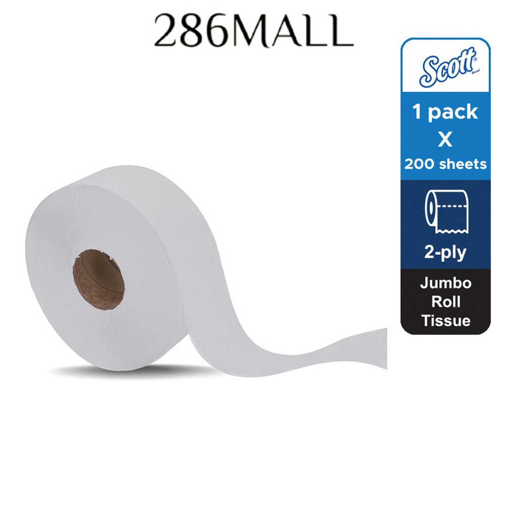 Scott® Essential™ Jumbo Roll Toilet Tissue 06661 – White, (16 roll x 200m) & 2 ply sheets ...