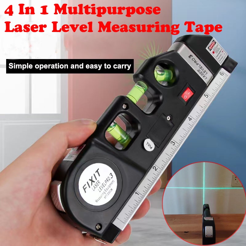 Multipurpose Spirit Level Laser Horizon Vertical Measure Tape Horizontal Rulers Infrared Laser ...