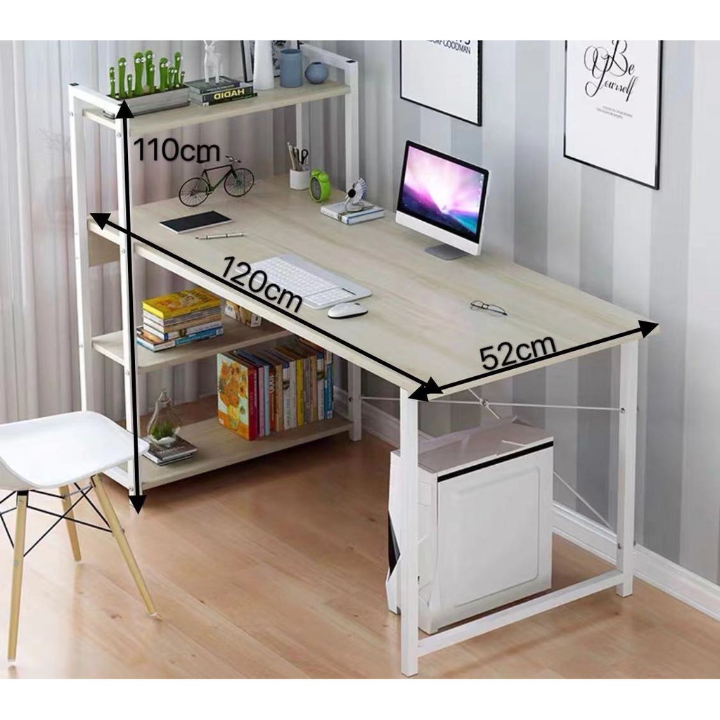 Shopping Computer Table With 3 / 4 Tier Shelf Rack Storage Desk Writing ...