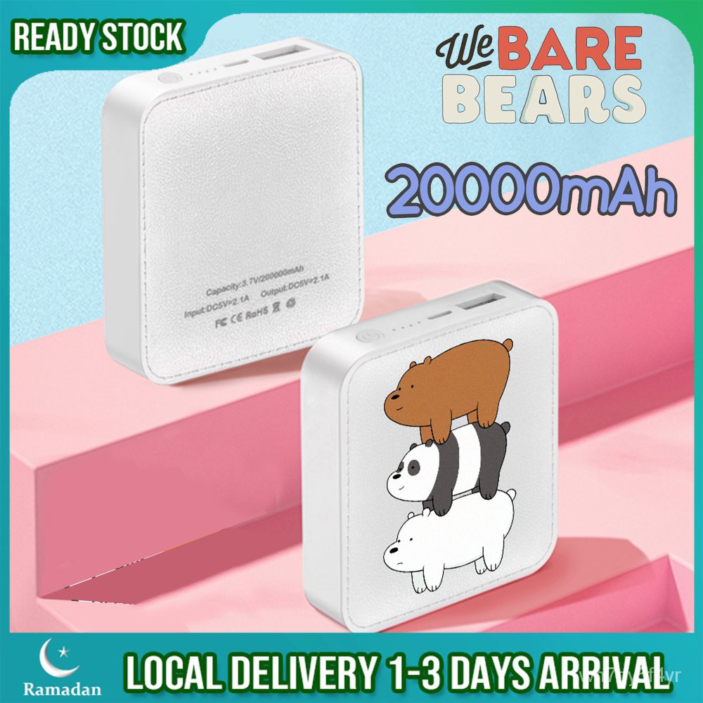 100% Original We Bare Bears 20,000mah Portable Charging PowerBank Input ...