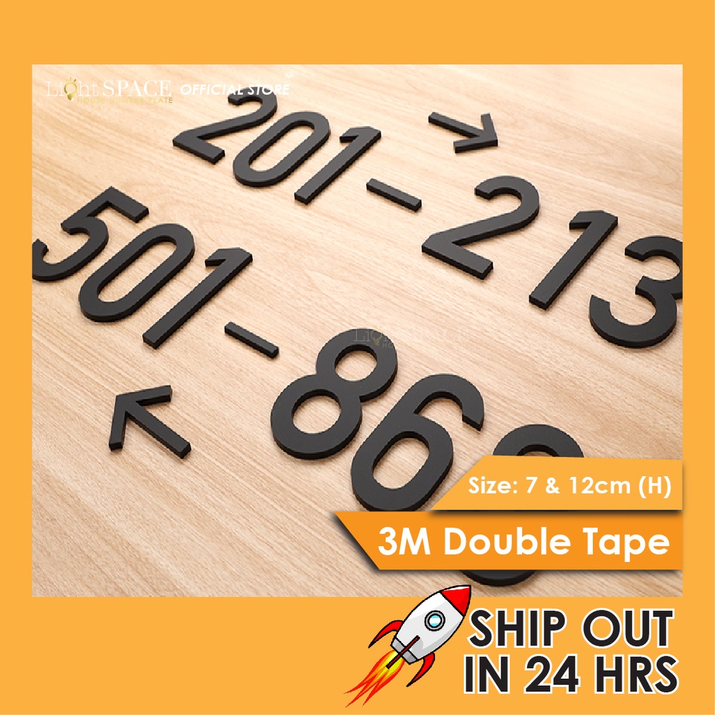 Black Acrylic House Number Plate/Nombor Plat Rumah Akrilik | Shopee ...