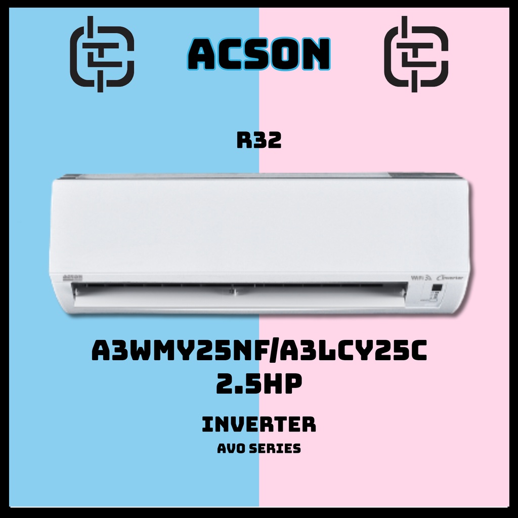 ACSON Air Conditioner Wall Mounted Inverter R32 A3WMY25NF/A3LCY25C 2 ...
