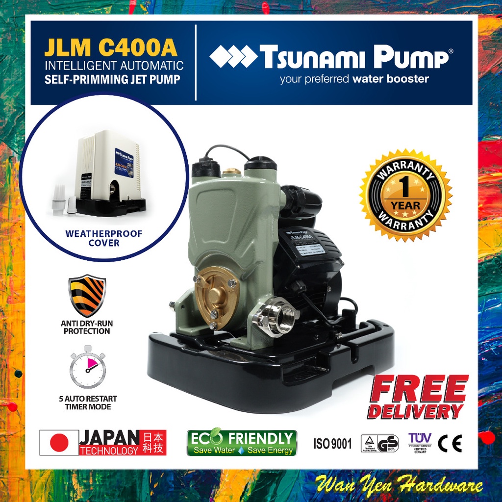 Tsunami Water Pump JLM-C400A Intelligent Automatic Self Priming Pump w ...