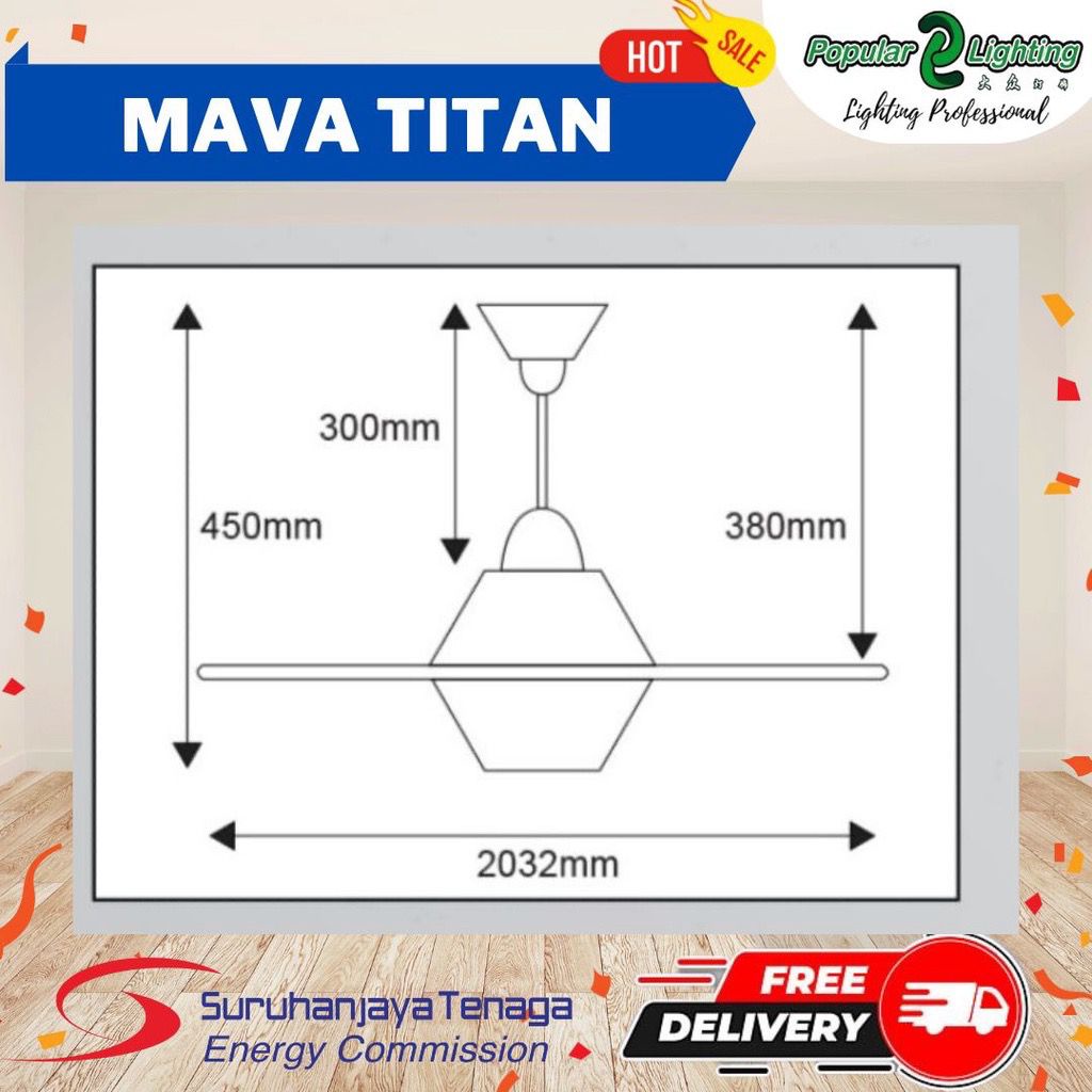 MAVA TITAN 80" 8 SPEED DC CEILING FAN WITH REMOTE CONTROL DCFAN KIPAS ...