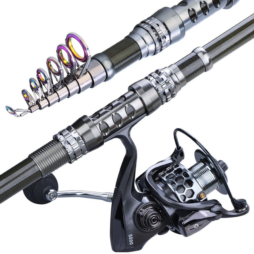 Sougayilang Telescopic Metal Fishing Rod Reel Set Saltwater Carbon ...