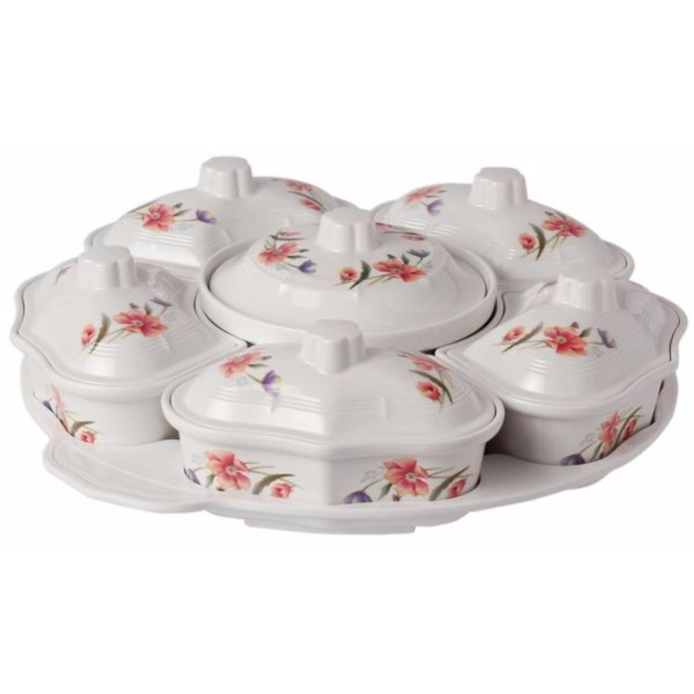 Hot Sales !! Hoover Melamine Hibiscus 14 Pcs Revolving Party Set / Dome ...